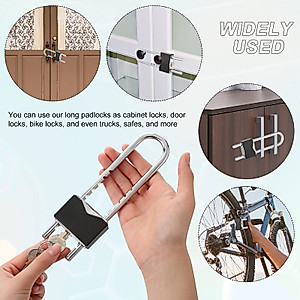 2 Pcs Long Shackle Padlock with Key Solid Brass Removable Adjustable Length Shackle for Gates, Cabinets, Motorcycle, Bike Lock (Red,2 Inch Wide)