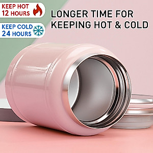 YUBUTUP Thermos Vacuum Insulated Cold Hot Food Soup Lunch Jar Container with Spoon for Kids Adults, 15 oz