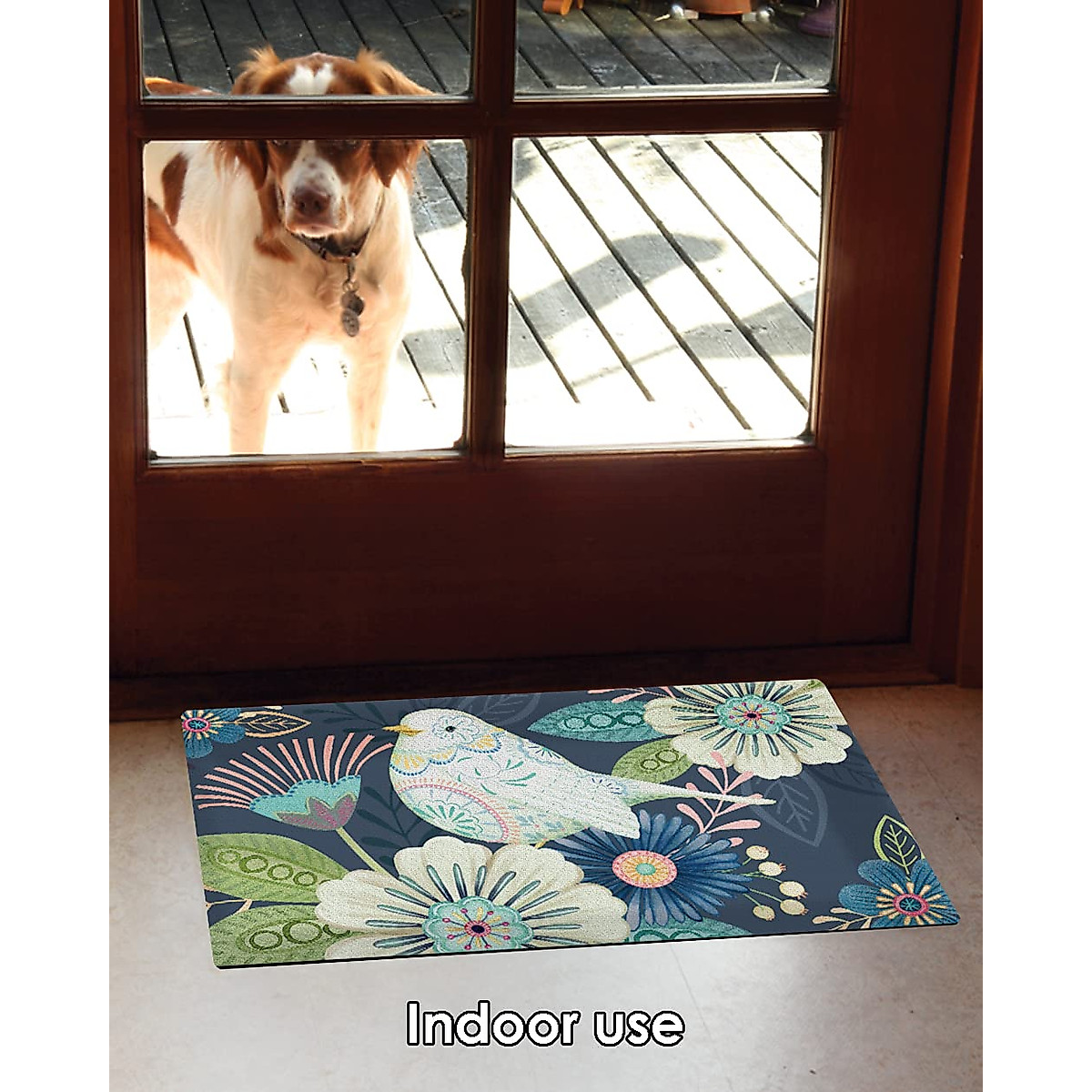 Toland Home Garden 800516 Boho Bird Spring Door Mat 18x30 Inch Bird Outdoor Doormat for Entryway Indoor Entrance