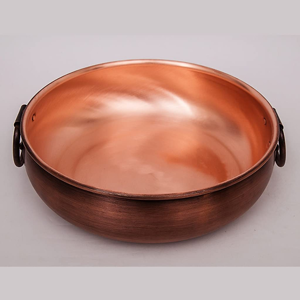 Extra-thick Copper Hot Pot Pure Handmade Household Induction Cooker Pure Copper Pot Retro-shabu Lamb Soup Copper Pot (Color : Brass, Size : 32cm)