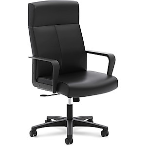 HON Validate Leather Executive Chair - High Back Armed Office Chair for Computer Desk, Black (HVL604)