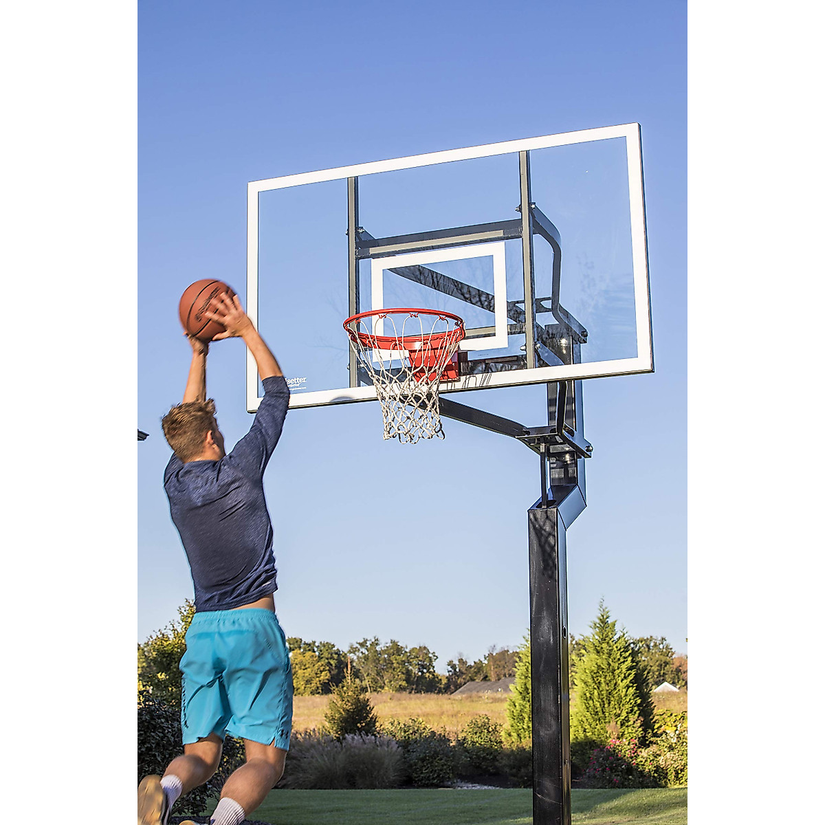 Goalsetter MVP 72" Acrylic In-Ground Height Adjustable Basketball Hoop System with Double Static Rim, Black (SS46072A2)
