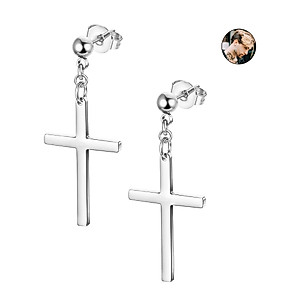 Sllaiss 925 Sterling Silver Cross Dangle Earrings For Men Women Unisex Silver Cross Dangling Earrings Christian Cool Drop Earrings Christian Jewelry