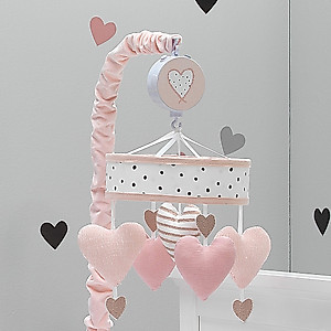 Lambs & Ivy Signature Heart to Heart Pink/White Musical Baby Crib Mobile