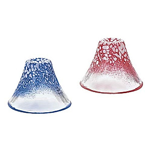 東洋佐々木ガラス Toyo Sasaki Glass G635-T72 Cold Sake Glass, Pair, Congratulations Cup, Mt. Fuji Cold Sake Cup, Made in Japan, Blue & Red, 1.2 fl oz (35 ml), Pack of 2
