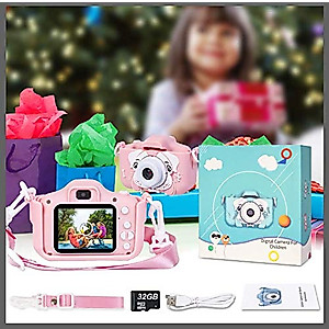 Phankey Kids Camera for Girls, 20MP1080P Digital Camera for Toddler 3 4 5 6 7 8 Year Old with 32GB Card,Soft Silicone Shockproof Case, Great Gift for Girls(Pink)