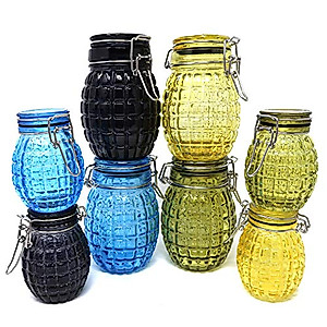 Grenade Shaped Colored Glass Airtight Container (250mL, Black)