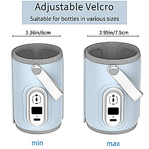 Portable Baby Bottle Warmer, USB Travel Milk Heat Keeper, LCD Display Travel Bottle Warmer with Precise Temperature Control, Water-Free Baby Bottle Warmer