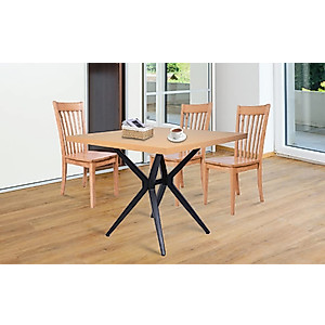 Square Dining Table TOP Wood Kitchen Coffee Table Counter Modern Cross Metal Led for Cafe Restaurant Wine Bar Home Office Conference Nordic Oak Grid 4-6 (Square 36")