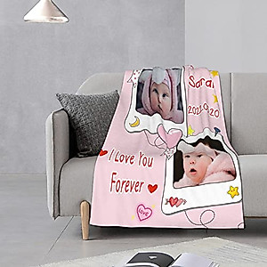 Resbai Personalized Photo Children's Memory Blanket, Custom Blankets with Photos, Customized Blankets with Pictures, Personalized BIFTS for Women Men Baby Child