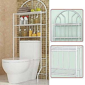 Bathroom Space Saver 69.7X25.6X13.4 Inch, 3-Layer Bathroom Corner Shelf Storage Rack Above the Toilet White, Freestanding Metal Storage Rack is Used to Store Bathroom Necessities, Flower Pots, Books