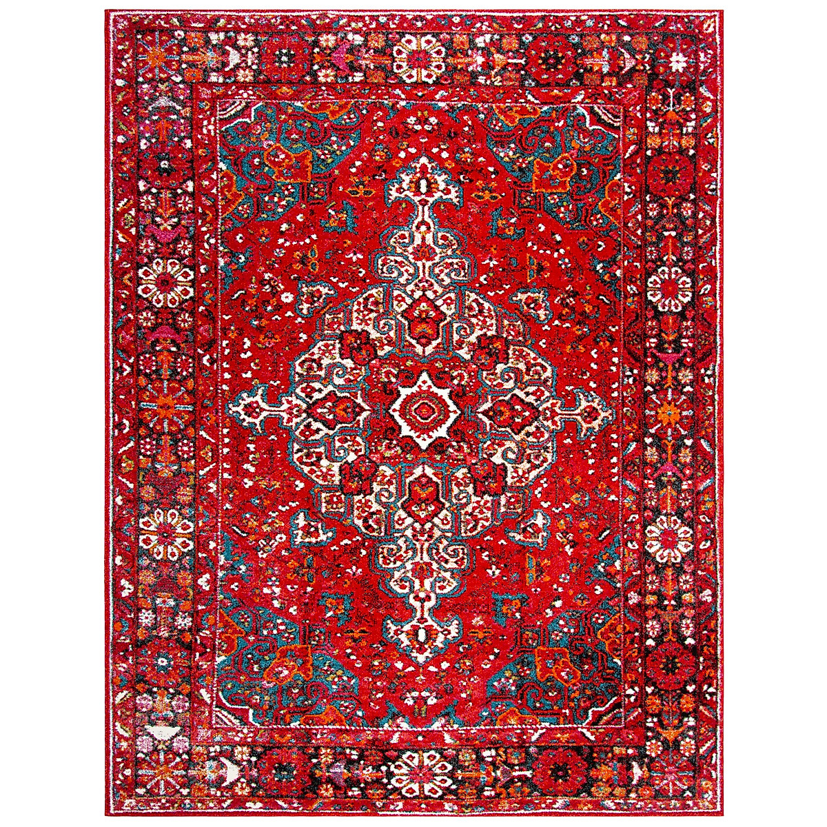 SAFAVIEH Vintage Hamadan Collection Area Rug - 8' x 10', Red & Multi, Oriental Traditional Persian Design, Non-Shedding & Easy Care, Ideal for High Traffic Areas in Living Room, Bedroom (VTH222A)