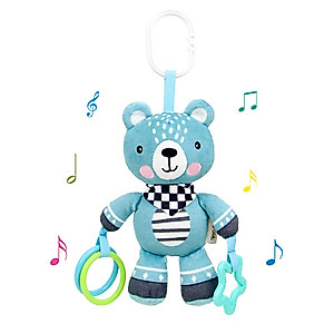 AIPINQI Baby Hanging Toy Cartoon Animal Stuffed Rattle Bell Carseat Toys Crib Car Seat Travel Stroller Soft Plush Toys with Wind Chimes,Green