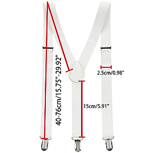 Allegra K Women's Suspenders Metal Clips Adjustable Elastic Band Y Shaped Suspender One Size White