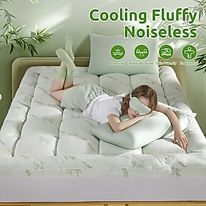 Shilucheng Cooling Queen Mattress Topper, Extra Thick 1200 GSM Down Alternative Fill Washable, Soft Mattress pad for Back Pain with 8-21" Deep Pocket(60"x80")