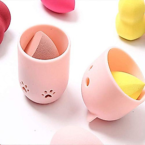 2 PCS Beauty Sponge Blender Container, TEOYALL Makeup Blender Sponge Holder Washable Reusable Protective Carrying Case (Pink/Blue)