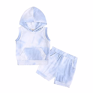 DUOWEI Long Sleeve Crop Top Sweatshirt Kids Toddler Boy Girls Clothes Sports Casual Tie Dye Prints Outfits for Girls Kids White