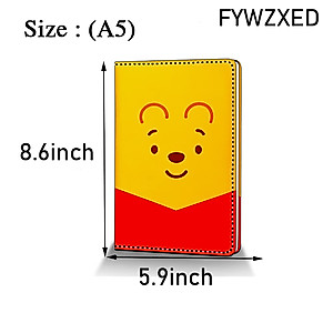 FYWZXED Pooh Bear Leather Notebook Pooh and Piglet for Women Men Cartoon Animation Lover Gifts Friendship Birthday Graduation Gifts for Son Daughter 200 Pages,For School (Pooh Bear)