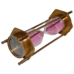 5.75" Brass Pirate Hourglass, Nautical Maritime Decoration with Functional 2 Minute Timer and Navigation Compasses by SciencePurchase