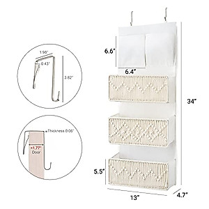 Mkono Macrame Bedside Caddy and Over The Door Organizer Boho Decor Storage for Nursery, Bedroom, Closet, Bathroom, Dorm, Set of 2