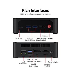 Beelink SER5 MAX Mini PC, AMD Ryzen 7 5800H(7nm, 8C/16T) up to 4.4GHz, Mini Computer 32GB DDR4 RAM 500GB NVME SSD, Micro PC 4K@60Hz Triple Display, Mini Gaming Computer WiFi6/BT5.2/54W/HTPC/W-11 Pro