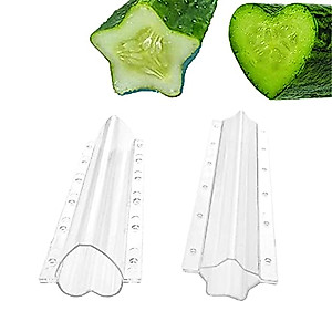 ASkinds 2PCS Cucumber Styling Growth Mold Plastic Heart Shaped Five-Pointed Star Transparent Garden Fruit Vegetable Growing Molds(Star+Heart)