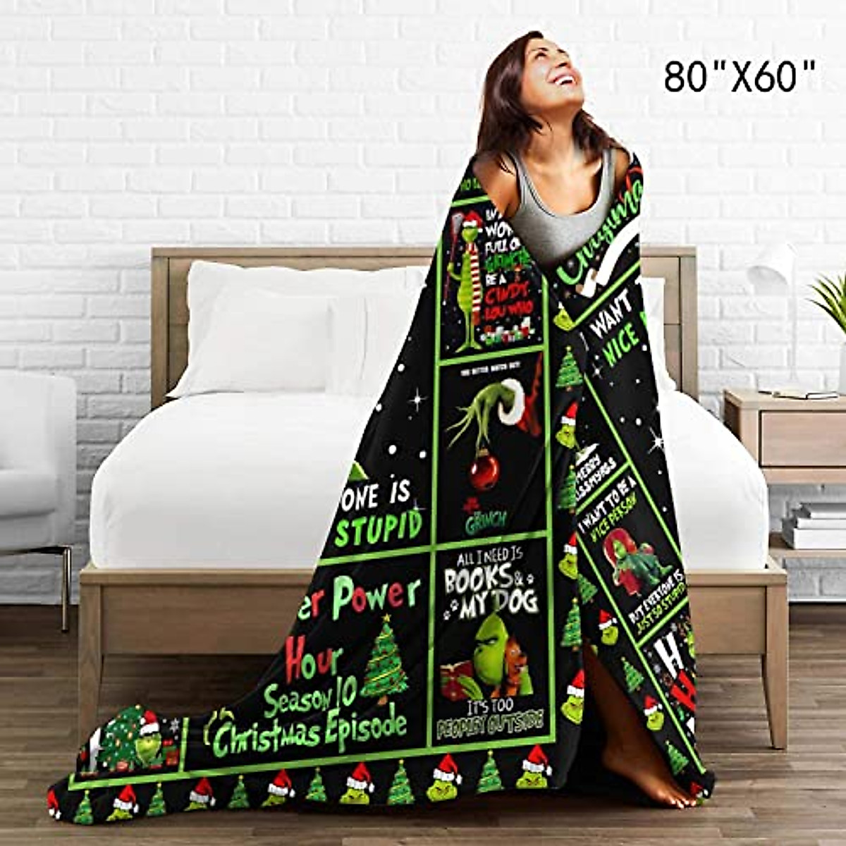 Ultra Soft Flannel Throw Blankets Christmas Party Decoration Blanket for Couch Sofa Living Room Kids Adults Gifts 60"x50"