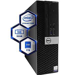 Dell Optiplex 6th Generation Desktop Computer | Quad Core Intel i5 (3.2) | 32GB DDR3 RAM | 1TB SSD Solid State | Windows 10 Professional | Home or Office PC (Renewed)