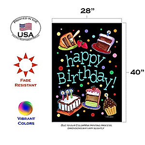 Toland Home Garden 102524 Happy Birthday Cake Birthday Flag 28x40 Inch Double Sided for Outdoor Party House Yard Decoration