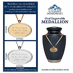 Cremation Urn by Liliane - Funeral Urn for Human Ashes - Hand Made in Brass - Suitable for Cemetery Burial or Niche - Large Size fits Remains of Adults up to 200 lbs - Ocean Blue Model (Blue)