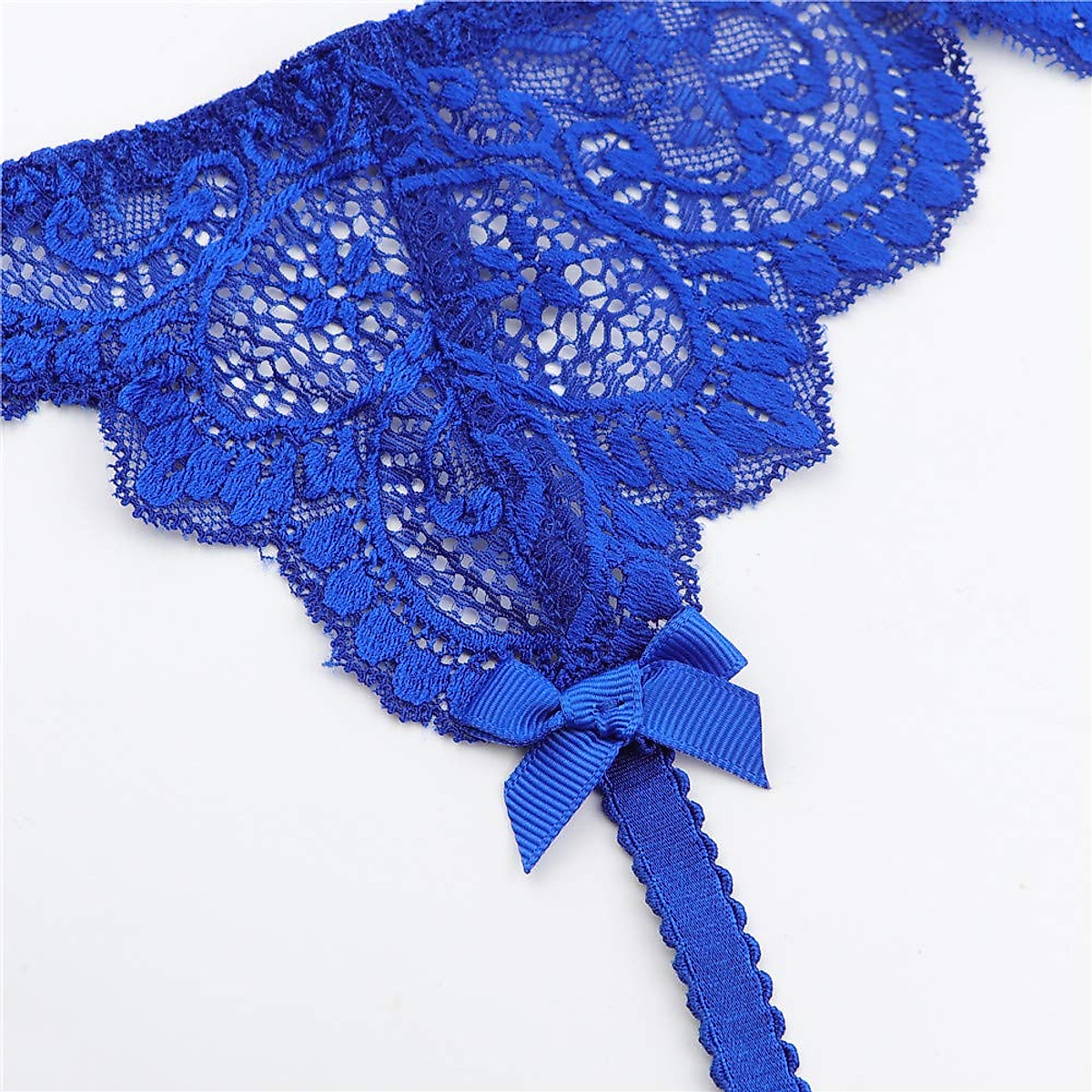Sexy Lace Suspender Garter Belt for Thigh High Stockings (N034SL-XL-Blue)
