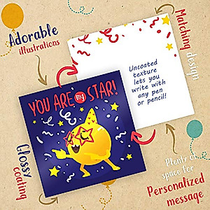 Party Profi Lunch Box Notes for Kids - 60 Cute Inspirational and Motivational Thinking of You Cards for Boys & Girls Lunchbox