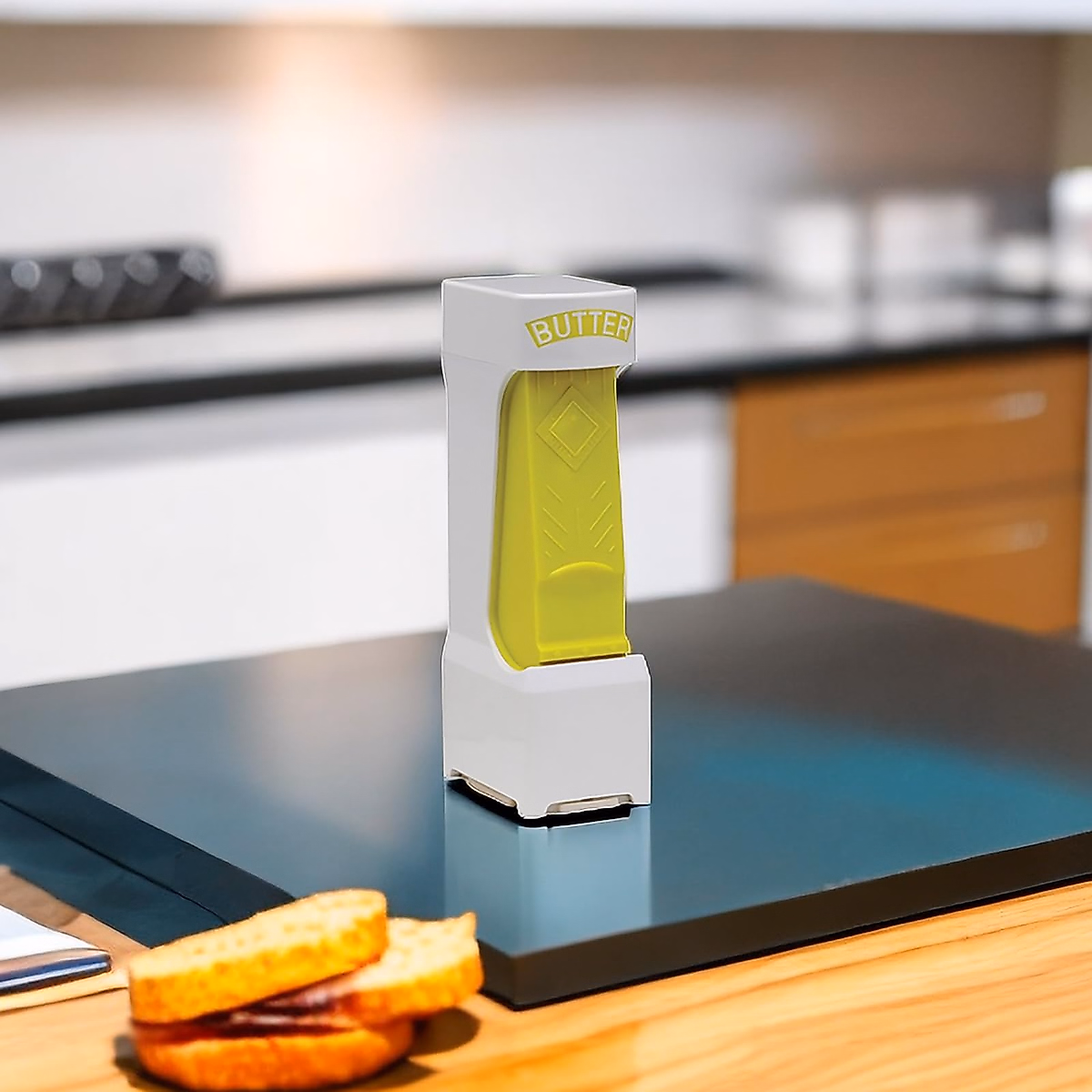 Kawphaqu Butter Cutter - Stainless Steel Hand Held Butter Cutter Slicer, Butter Slicer Dispenser Butter for Making Bread, Cakes, Cookies (Yellow)