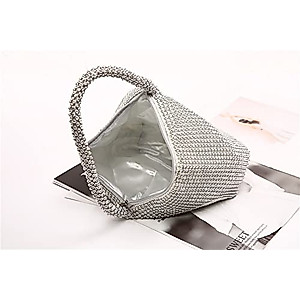 seropian Women's Evening Bag Sparkly Rhinestone Purse Ladies Triangle Designer Clutch Bag for Prom Party Wedding (Sliver)