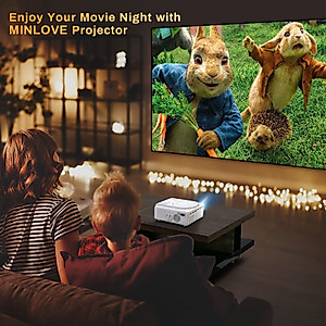 Native 1080P WiFi Bluetooth Projector Built in DVD Player, MINLOVE Full HD Portable Projector, Mini Video Movie Projector for Outdoor, Zoom & Sleep Timer Support, Compatible with TV/HDMI/VGA/AV/USB/TF