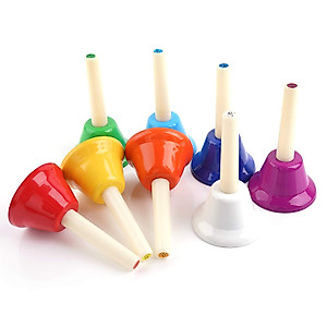 HandBells, 8 Note Hand Bells Colorful Musical Bells for Toddlers Children Kids Adults School Church Classroom Wedding, by Vangoa
