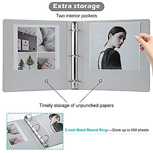 2 Inch 3 Ring Binder, HYUNLAI 2'' Round-Ring View Presentation View Binders, Holds Up to 8.5"11" Paper,Customizable Clear Cover,for Home,Office,and School Supply,4 Pack