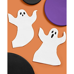 xo, Fetti Ghost Napkins - 3-ply, 50 pcs | Halloween Decoration, Spooky Season Tablescape, Haunted House Party, Kids Table Setting Decor