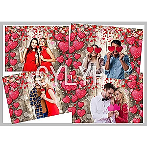 CYLYH 8x6ft Valentine's Day Backdrop Rustic Wood Backdrop Red Love Heart Valentine's Day Backdrops Photography Mother's Day Backdrops Party Bridal Shower Kid Birthday Party Decor Banner D517