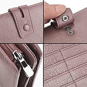 YALUXE Women's Genuine Leather Wallet RFID Blocking Multi Card Holder with Cell Phone Pocket Mothers Day Gifts
