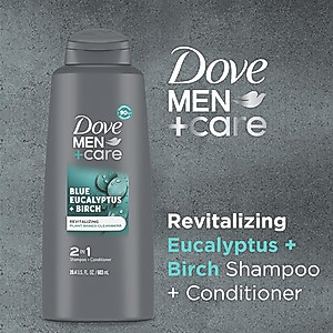 DOVE MEN + CARE Men 2 in 1 Shampoo and Conditioner Eucalyptus + Birch for Healthy-Looking Hair Naturally Derived Plant Based Cleansers 20.4 oz