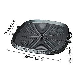 AIROKA Korean BBQ Non-Stick Square Grill Pan with Natural Material 6 Layer Coating Easy Grease Draining 11.8 Inch Gas Range Grilling Pan for Both Home & Outdoor