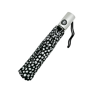 Totes NeverWet technology, Auto Open Auto Close Umbrella, Black With White Dots 43" arc Umbrella,, Medium