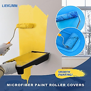 LIEKUMM Microfiber Paint Roller 6 Inch, High Density Microfiber Roller Covers Refills, House Painting Supplies, Suitable for House Painting DIY Craft Wall Repair, Pack of 20