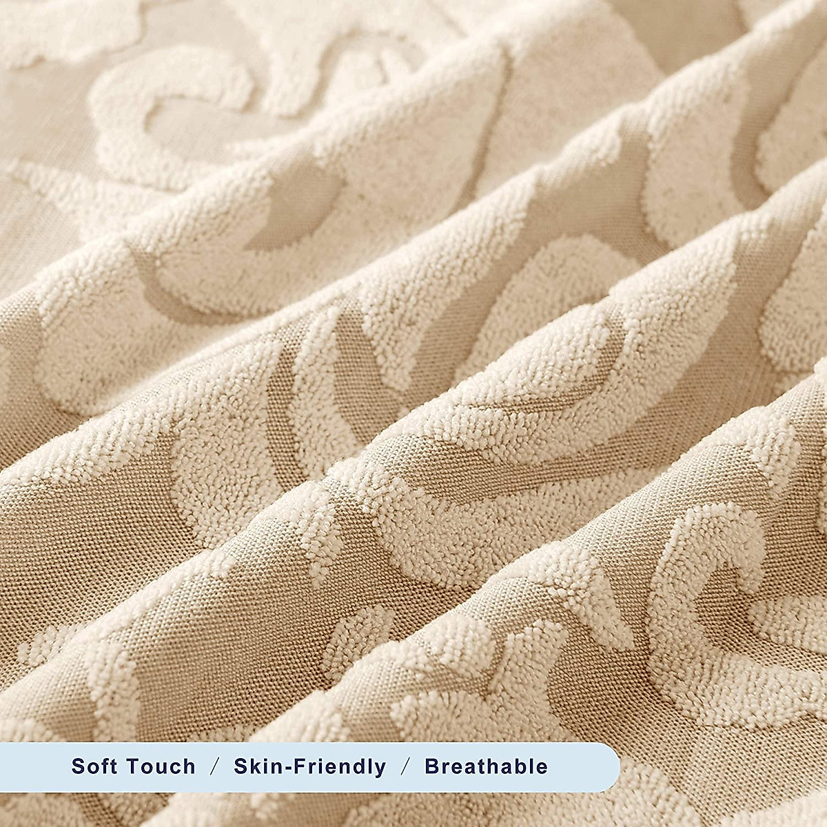 SXNING Jacquard Armrest Covers Stretch Chair Sofa Arm Protectors Removable Sofa Arm Rest Cover Detachable Sofa Cover Protector 2pcs/Set (Khaki), Length:45.7-53.3cm/18-21 inches