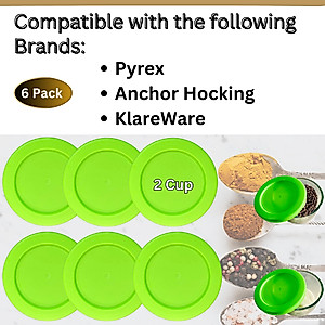 Klare Ware 2 Cup Replacement Lids/Covers for Pyrex 7200, Anchor Hocking & Klare Ware Storage Bowls (Glass Container Not Included) Microwave, Freezer & Top Rack Dishwasher Safe (6 Pack, Turquoise)
