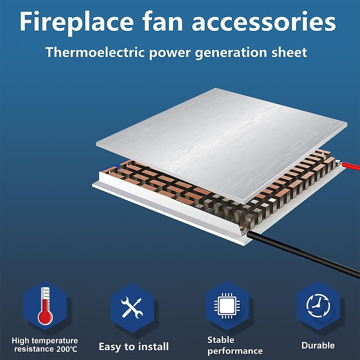 Motor Power Generation Sheet Set Universal Fireplace Fan Accessories Motor and Power Generation Sheet 4 Blades Heat Powered Stove Fan for Wood, Log