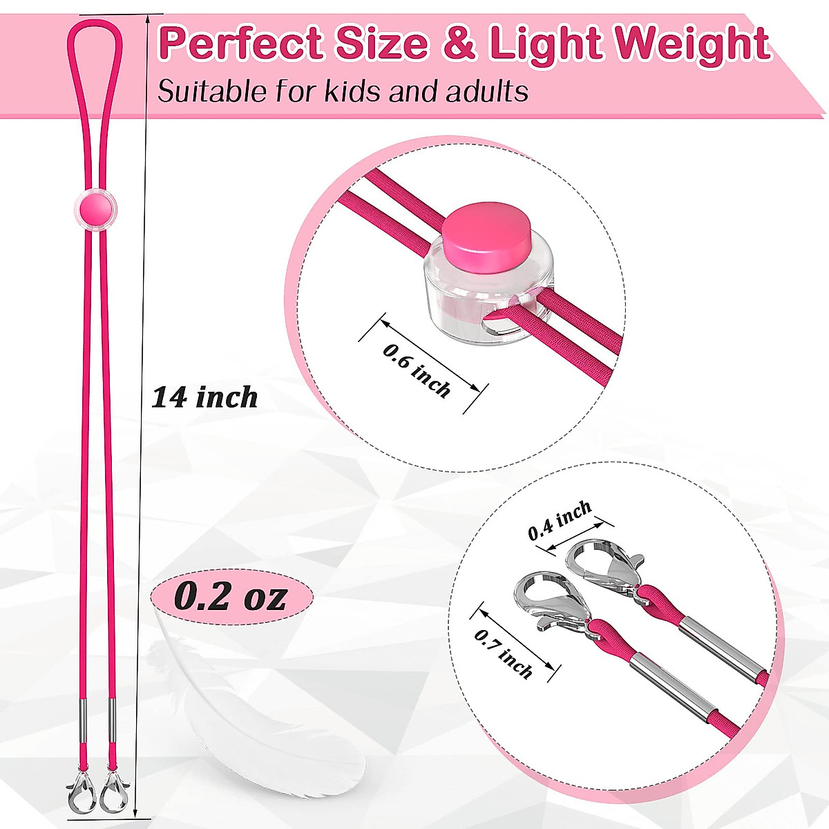 Tripho 10pcs Elastic Mask Lanyard Upgraded No Sharp Zinc Alloy Safe Hook and Name Tag, Adjustable Length Elastic Strap, Ear Saver Mask Extender Mask Holder for Kids Adults