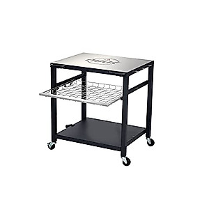 NUUK Double-Shelf Movable Outdoor Pizza Oven Table, 24" x 30" Stainless Steel Commercial Multifunctional Food Prep Worktable with Drawer on Wheels