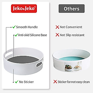 Jeko 2 Pack Plastic Lazy Susan Turntable Storage Container Non-Skid Lining Kitchen Spinning Cabinet Organizers, 9" & 12" Rotating Spice Organizer for Fridge, Pantry, Countertop, Vanity